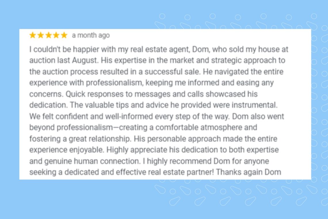 10 Best review samples for real estate agents | Birdeye