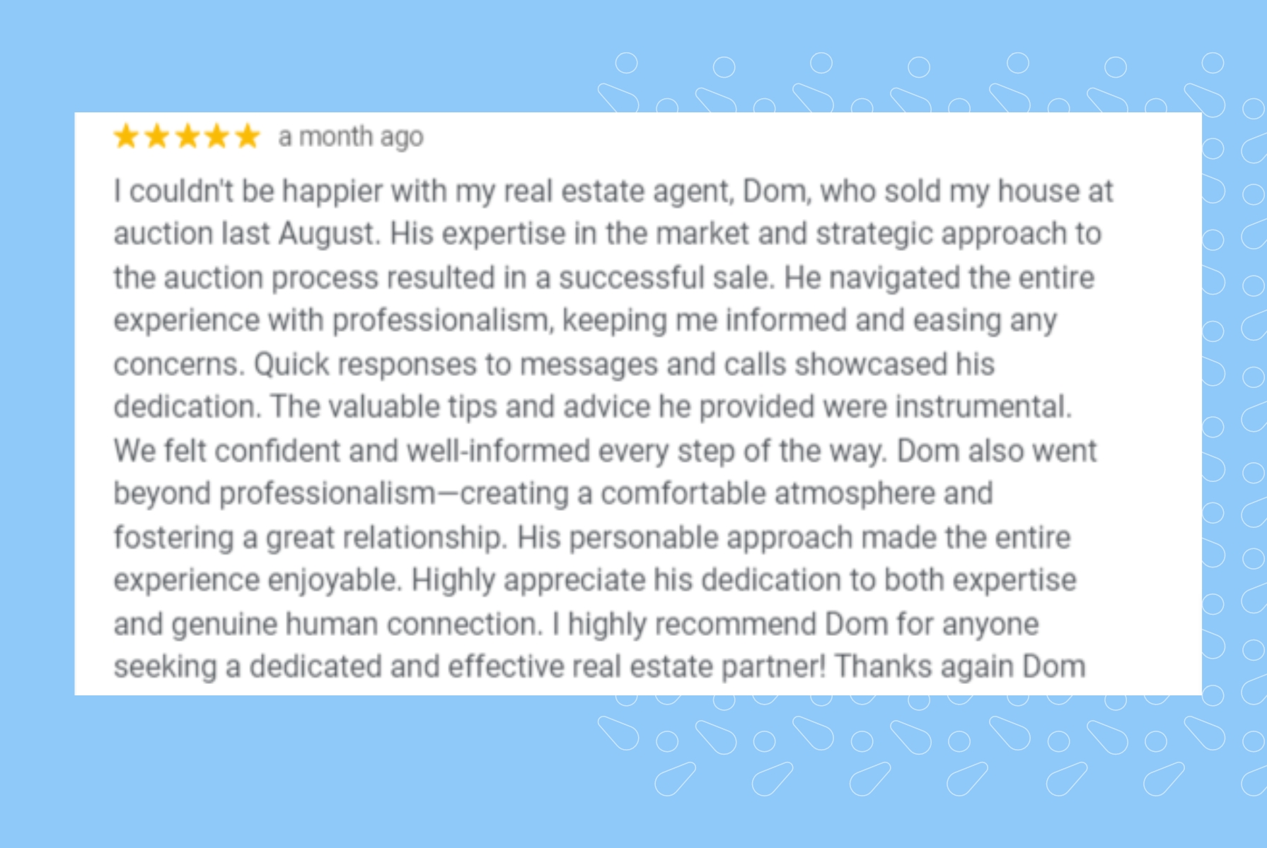 10 Best review samples for real estate agents | Birdeye